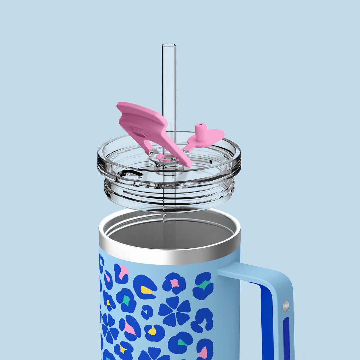 Leopard Bloom 40 oz Tumbler with Handle and Straw – Ottle